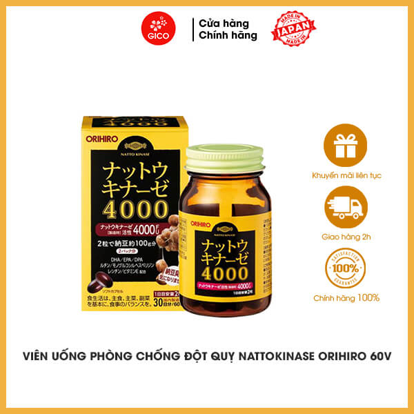 Orihiro Nattokinasae Oral Stroke Prevention Pills 4000fu Bottle of 60 ...